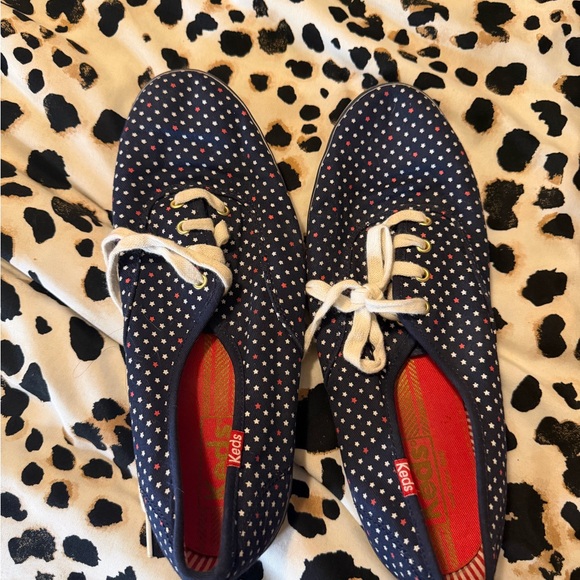 Keds | Shoes | Keds Navy Canvas Sneakers With White Star Dot Pattern ...